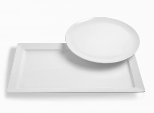 White Melamine Oversized Platters - Hall's Rental