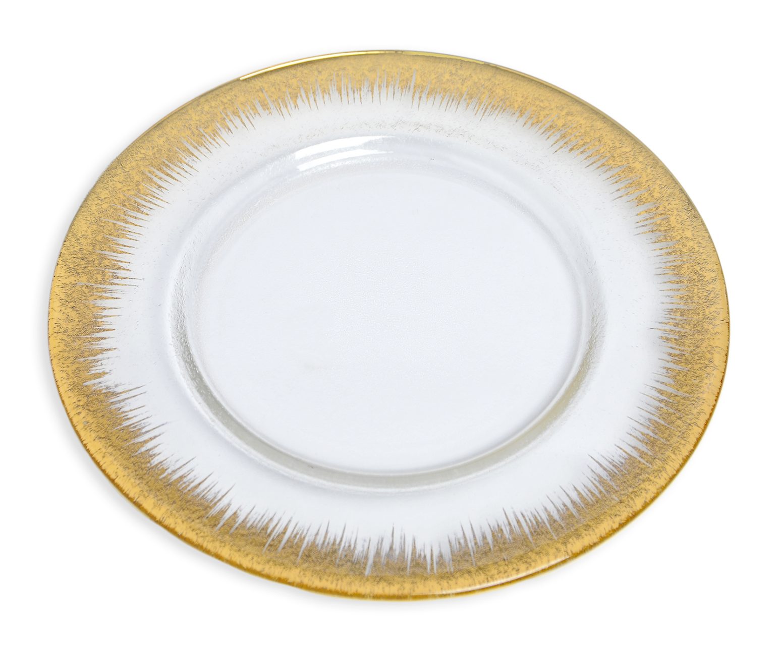 Glass Brushed Gold Rim Charger - Hall's Rental