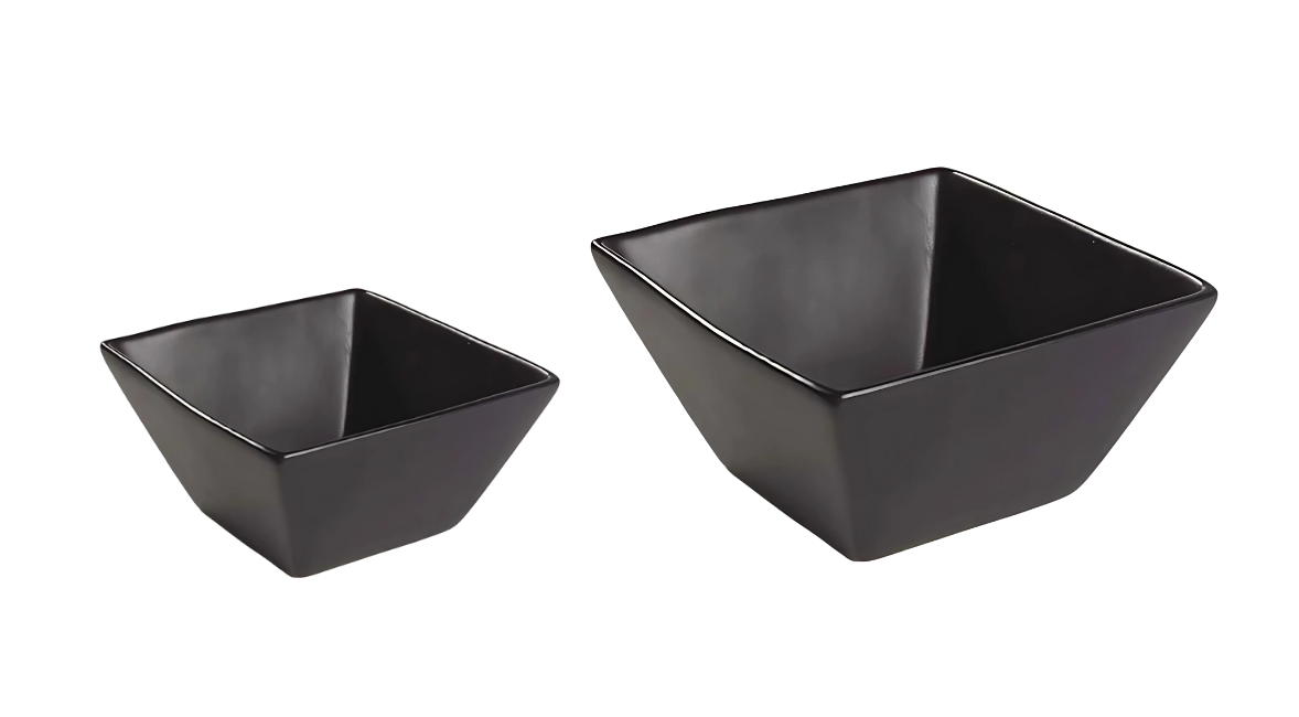 Black Matte Square Bowls - Hall's Rental